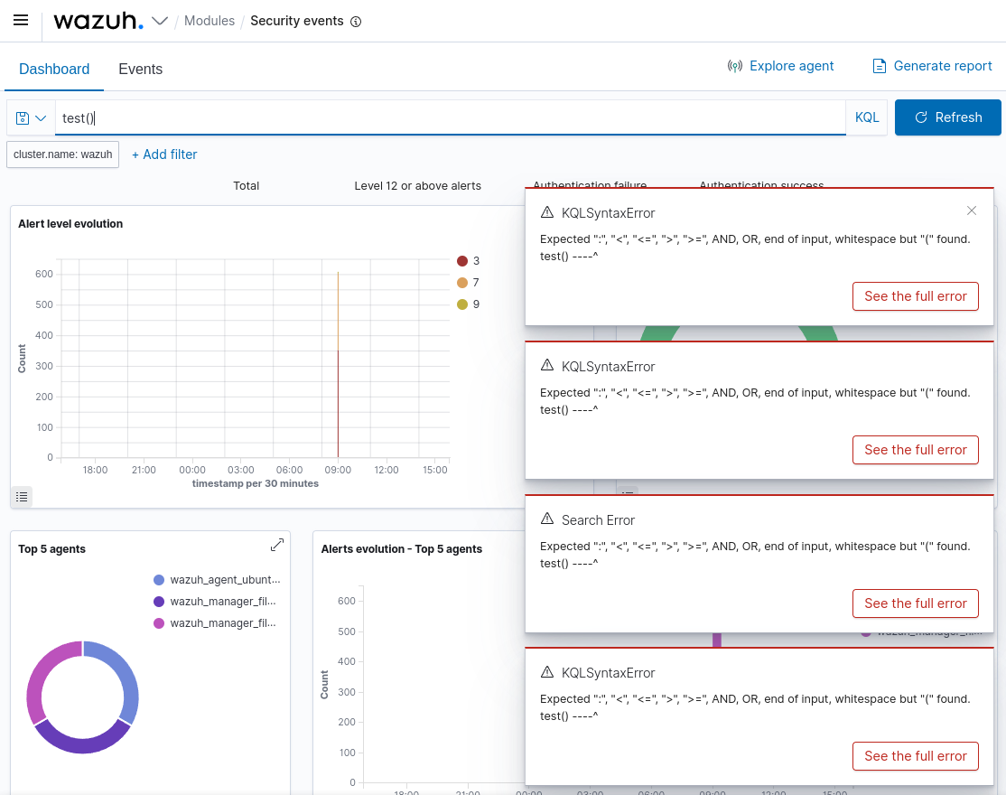 Invalid search leads to page crash · Issue #4168 · wazuh/wazuh-dashboard-plugins · GitHub