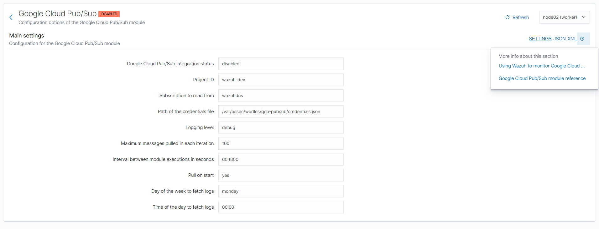 Add New Configuration View Settings For Gcp Integration · Issue 2418 · Wazuhwazuh Dashboard