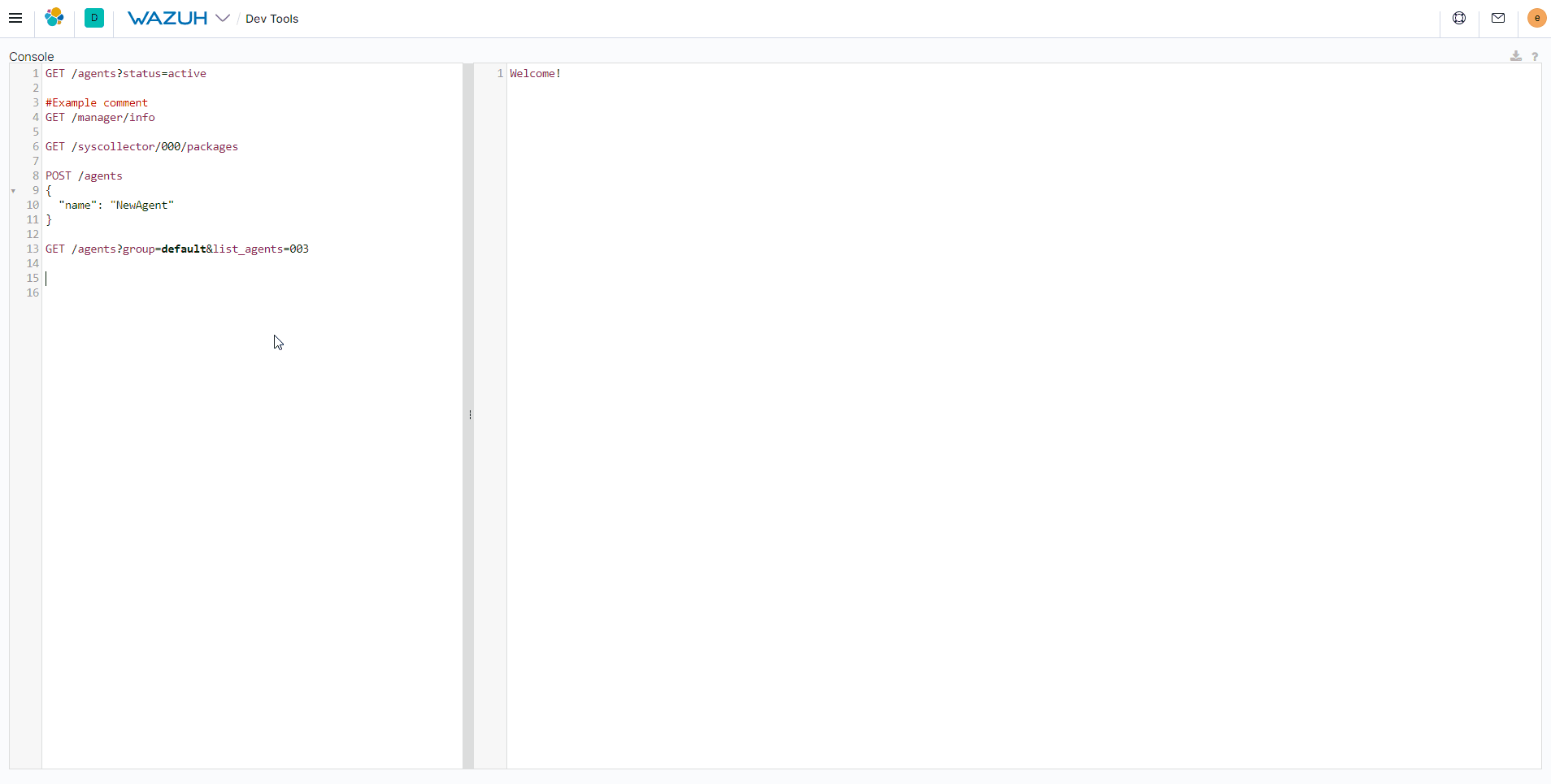 NewApi Review: DevTools section · Issue #2053 · wazuh/wazuh-dashboard ...