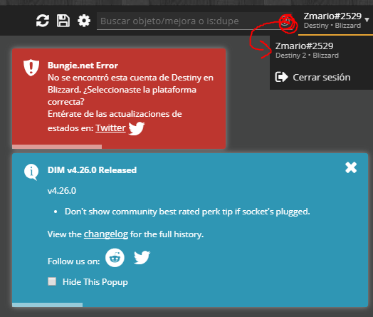 I Have To Re Select My Account All The Time To Use Dim · Issue 2435 · Destinyitemmanagerdim