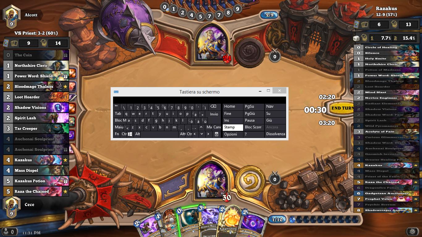 Player's cards shuffled by Psychic Scream are shown as in-hand for the ...