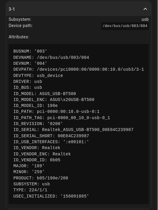 ASUS BT-500 not being recognized HA OS 9.4 · Issue #2282 · home-assistant/operating-system · GitHub