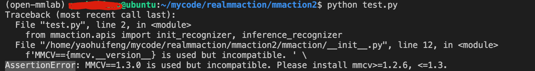 About the AssertionError: MMCV==1.3.0 is used but incompatible. Please install mmcv>=1.2.6,