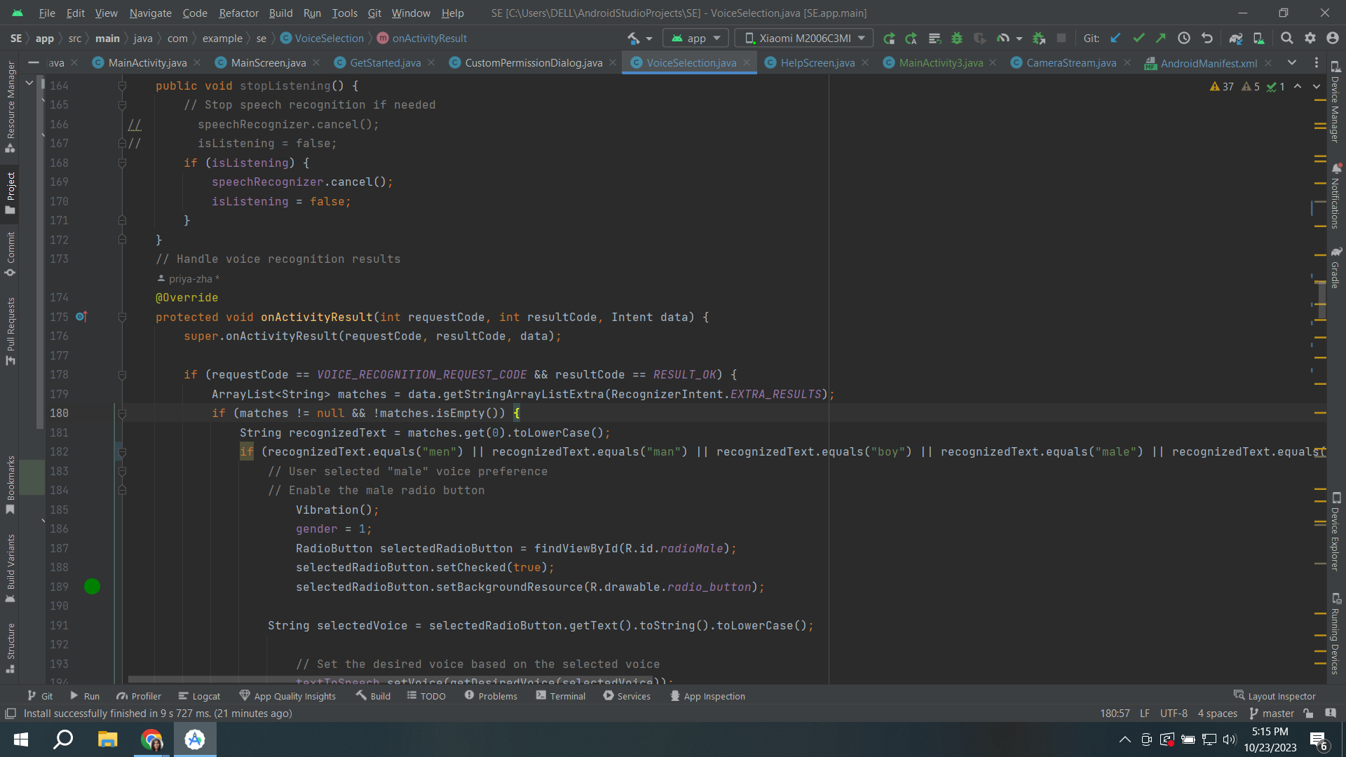 System should respond and select synonyms of male/female words when taking voice input from the ...