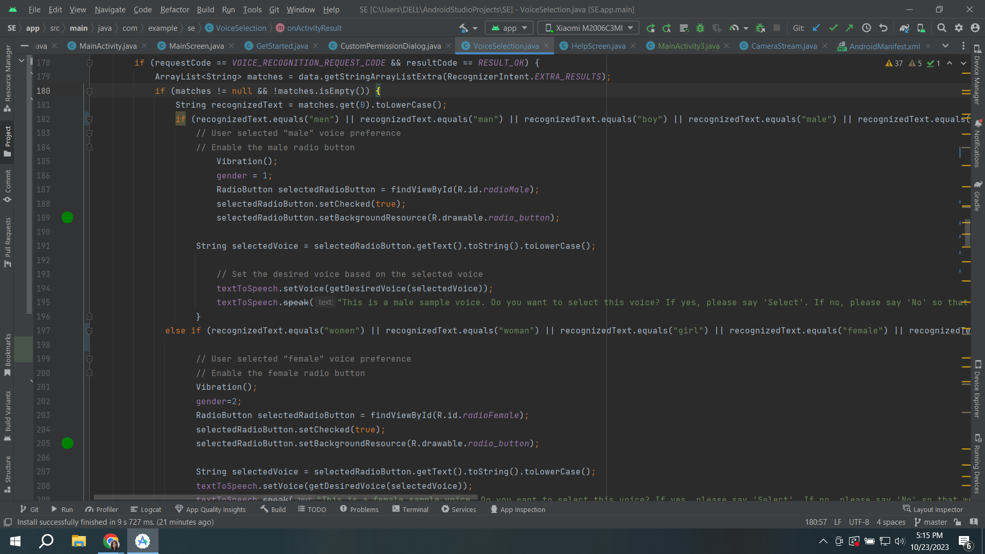 System should respond and select synonyms of male/female words when taking voice input from the ...