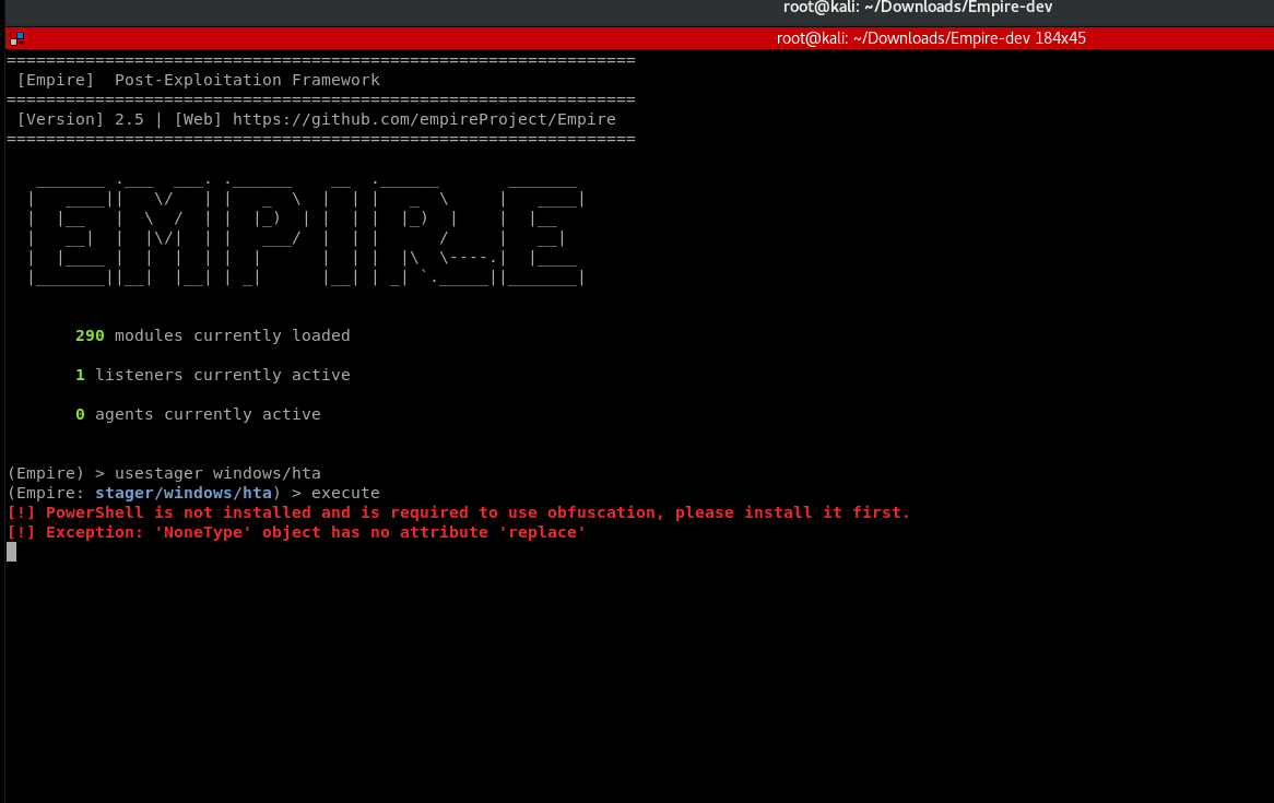 PowerShell is not installed · Issue #1187 · EmpireProject/Empire · GitHub