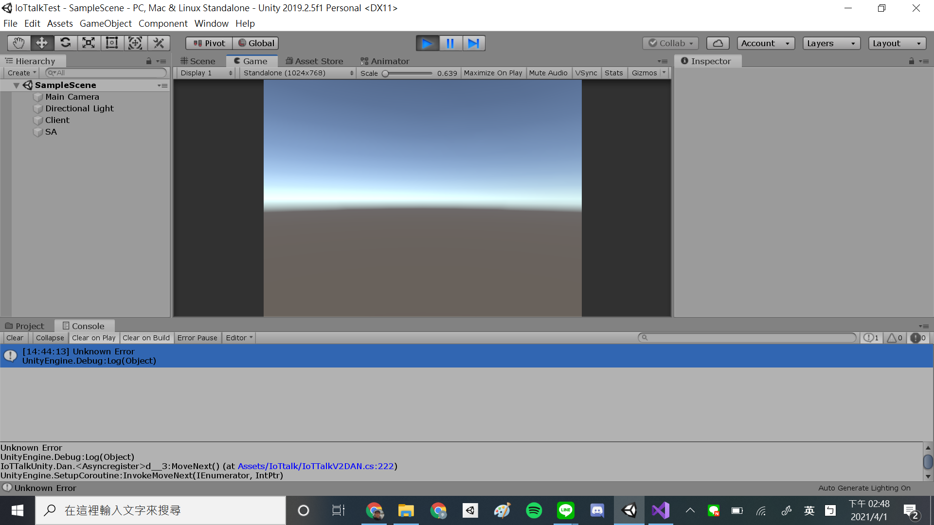Unknown error(Debug.log) · Issue #1 · IoTtalk/Dummy_Device_IoTtalk_v2_unity · GitHub