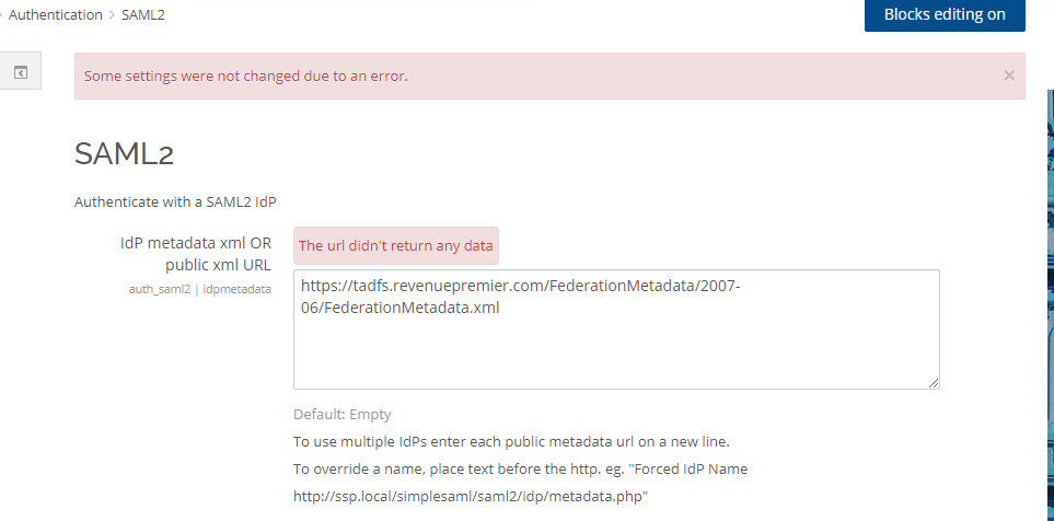 The url didn't return any data · Issue #207 · catalyst/moodle-auth_saml2 · GitHub