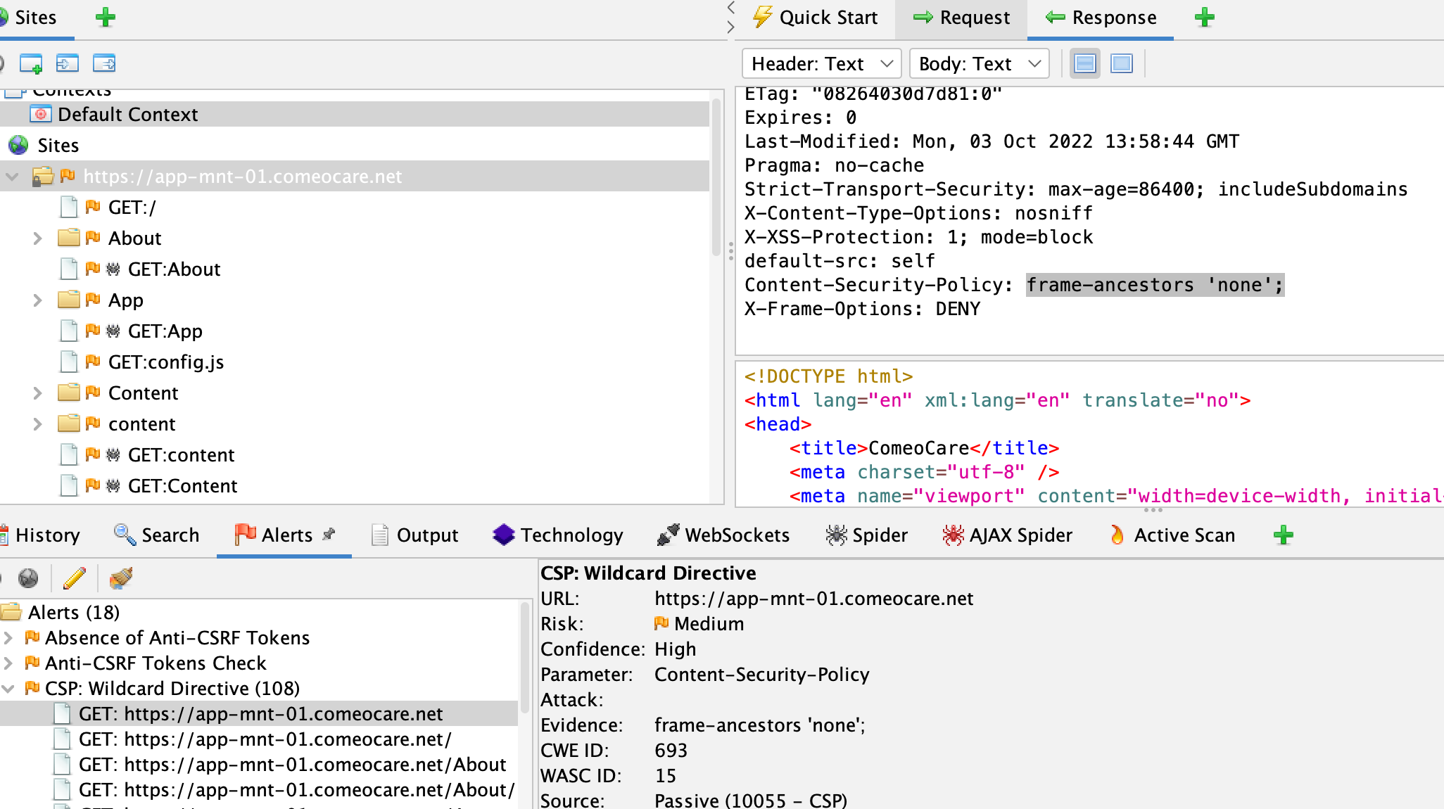 ZAP seems to report Content-Security-Policy: frame-ancestor 'none'; as an alert · Issue #7506 ...