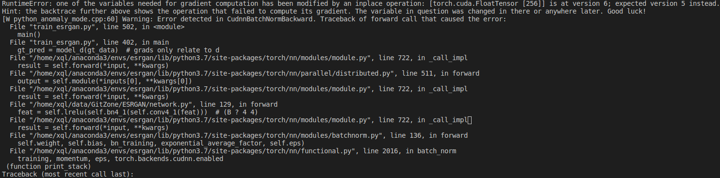 Error detected in CudnnBatchNormBackward · Issue #322 · XPixelGroup/BasicSR · GitHub