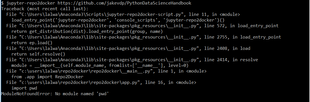 Cannot import pwd while using jupyter-repo2docker in docker terminal · Issue #282 · jupyterhub ...