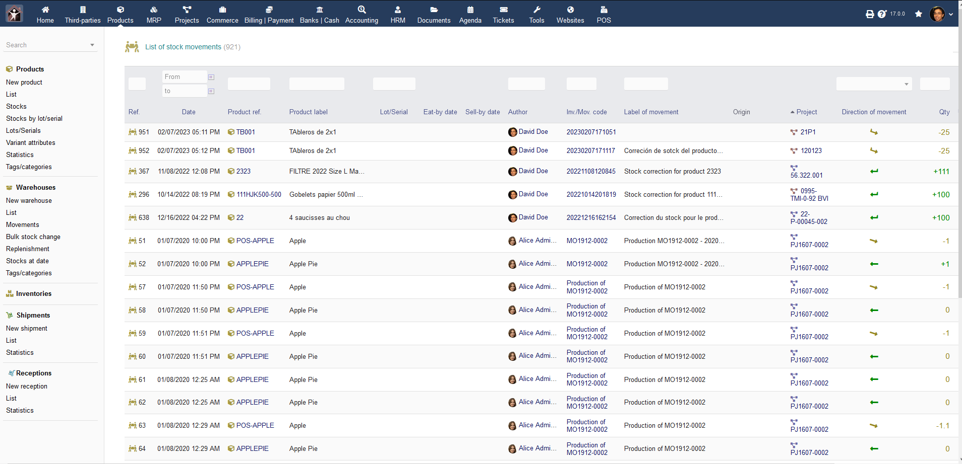 Project filter on stock movements · Issue #24085 · Dolibarr/dolibarr · GitHub
