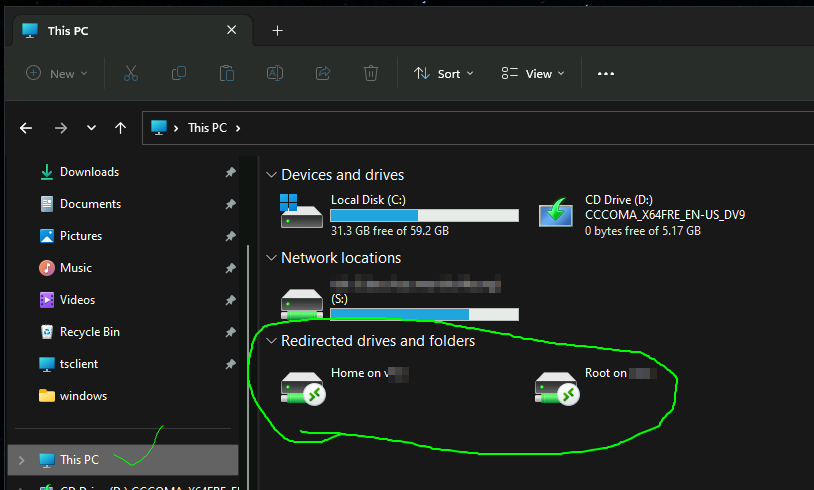 Feature: Display remote drive redirects on home page and sidebar ...