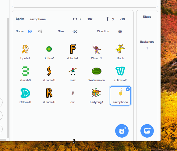 Add Sprite & Add BG buttons become fixed to the last row of sprites ...