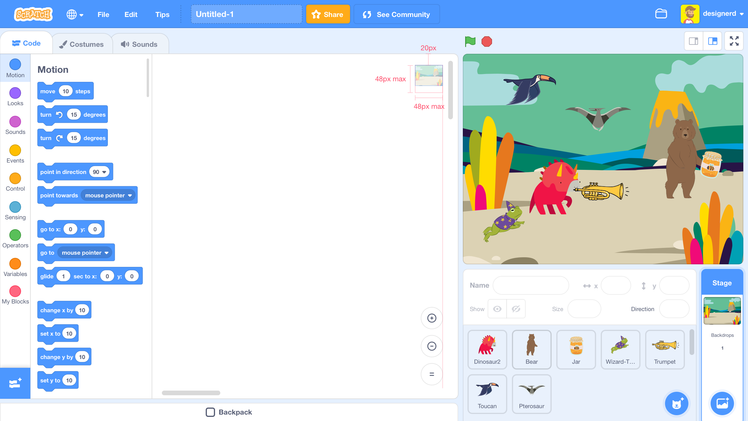 Sprite / BG Watermark on blocks workspace · Issue #2826 ...