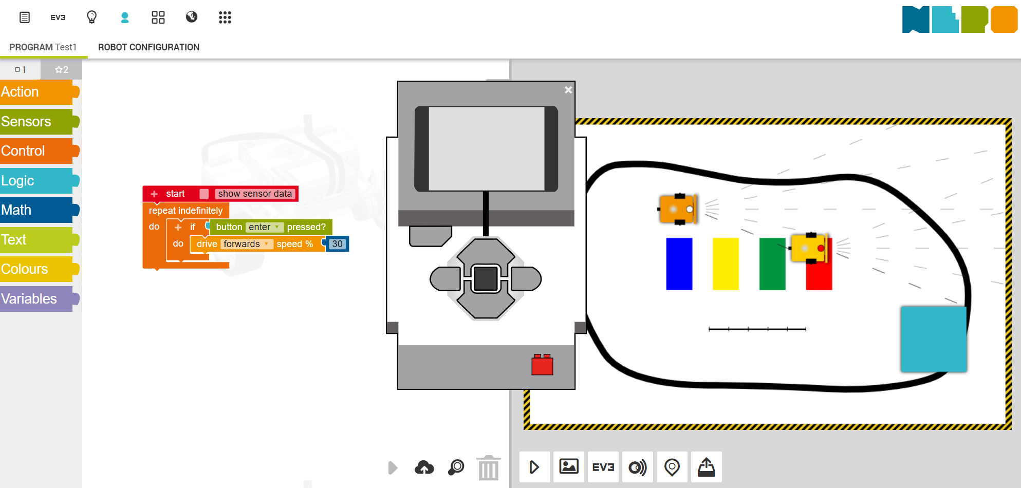Multiple robot simulation: The commands on the EV3 display are not distributed among the robots ...