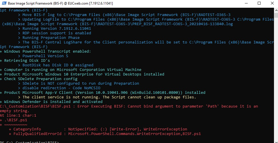 BISF fails to run on new Windows 10 Multi-session image with FSLogix preinstalled · Issue #321 ...