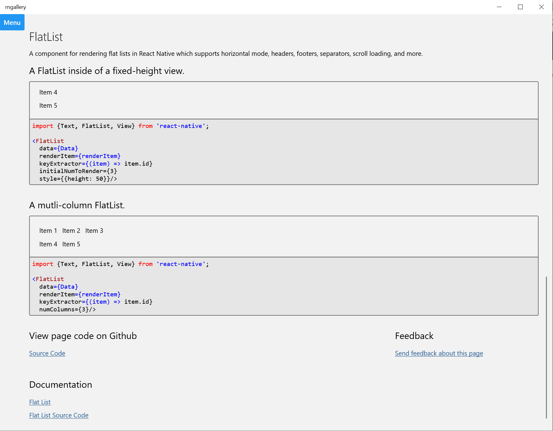 Add FlatList Page by chiaramooney · Pull Request #53 · microsoft/react-native-gallery · GitHub