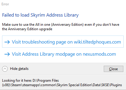 Failed to load Skyrim Address Library · Issue #529 · tiltedphoques/TiltedEvolution · GitHub