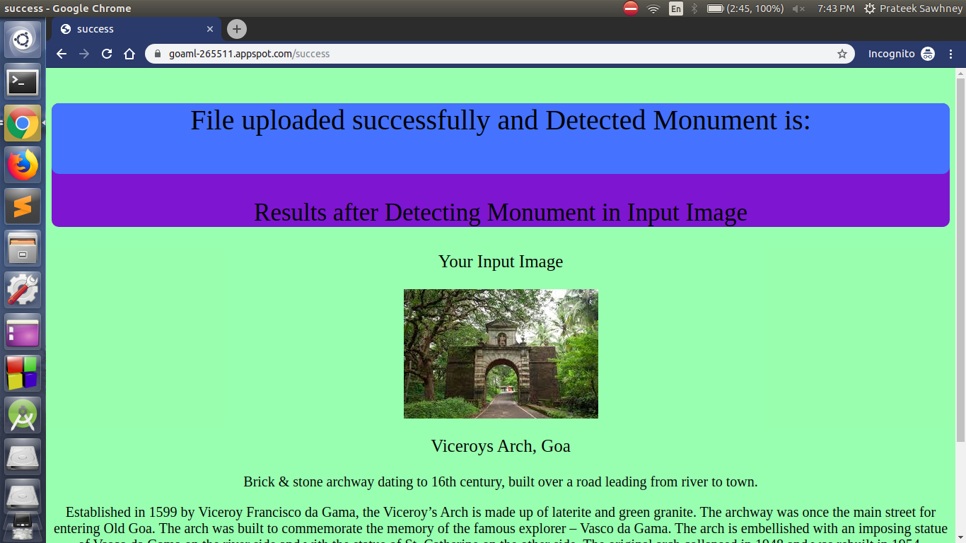 Github Prateeksawhney97flask Application For Goa Monuments Prediction A Flask Application