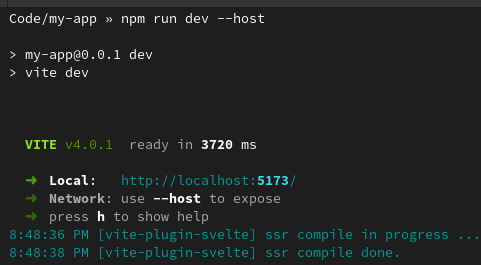`npm run dev --host` doesn't host app on network · Issue #8119 · sveltejs/kit · GitHub