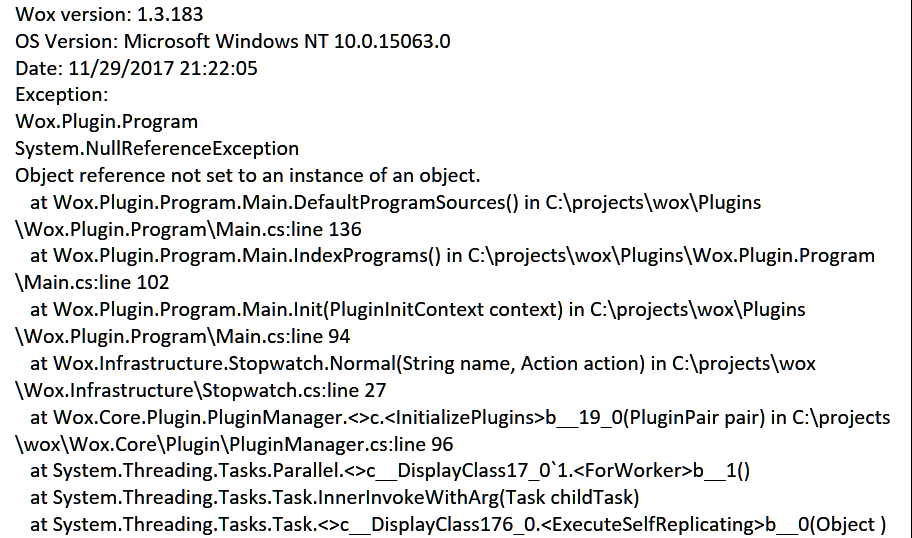 Getting Exception on Windows 10 when launching - cannot use Wox · Issue #1712 · Wox-launcher/Wox ...