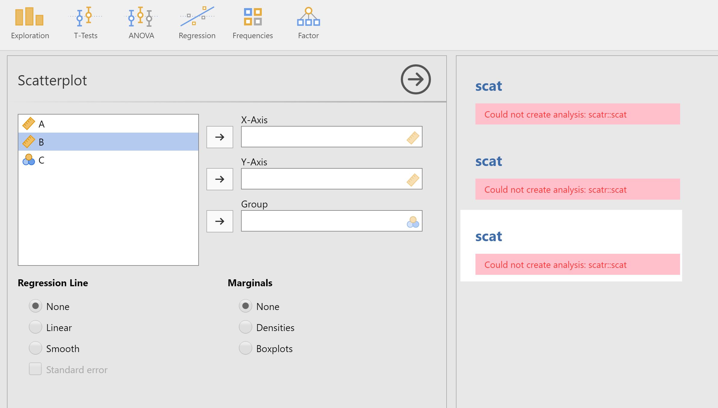 Bug with scatterplot · Issue #394 · jamovi/jamovi · GitHub