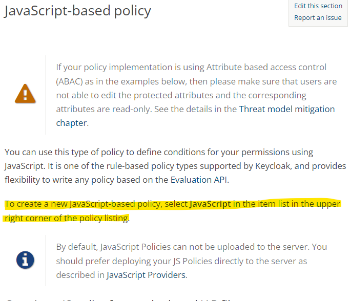 Creating a Javascript Policy · Issue #17247 · keycloak/keycloak · GitHub