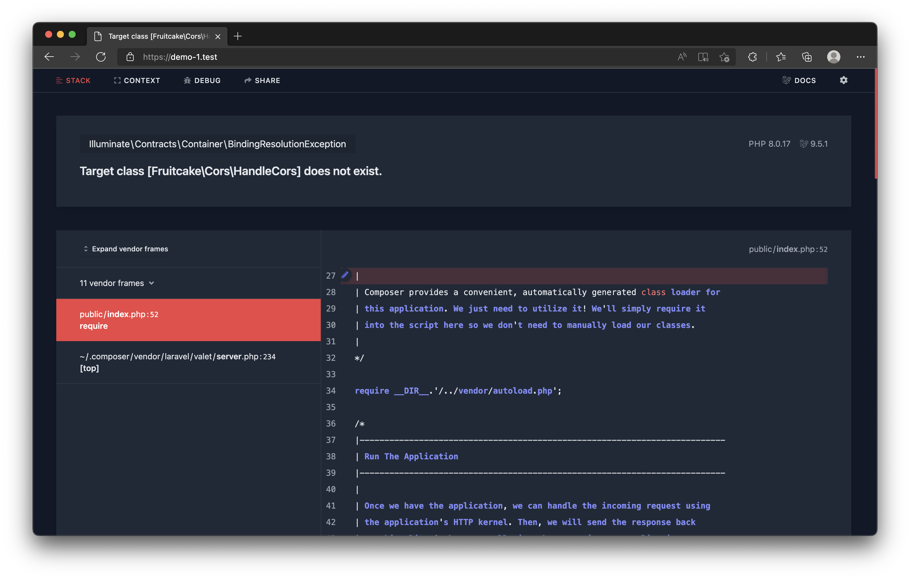 Target class [Fruitcake\Cors\HandleCors] does not exist · Issue #143 · laravolt/laravolt · GitHub