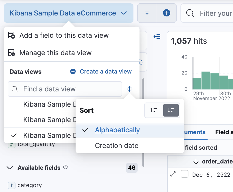 [Unified search] Sort the dataviews on the picker alphabetically · Issue #137247 · elastic ...