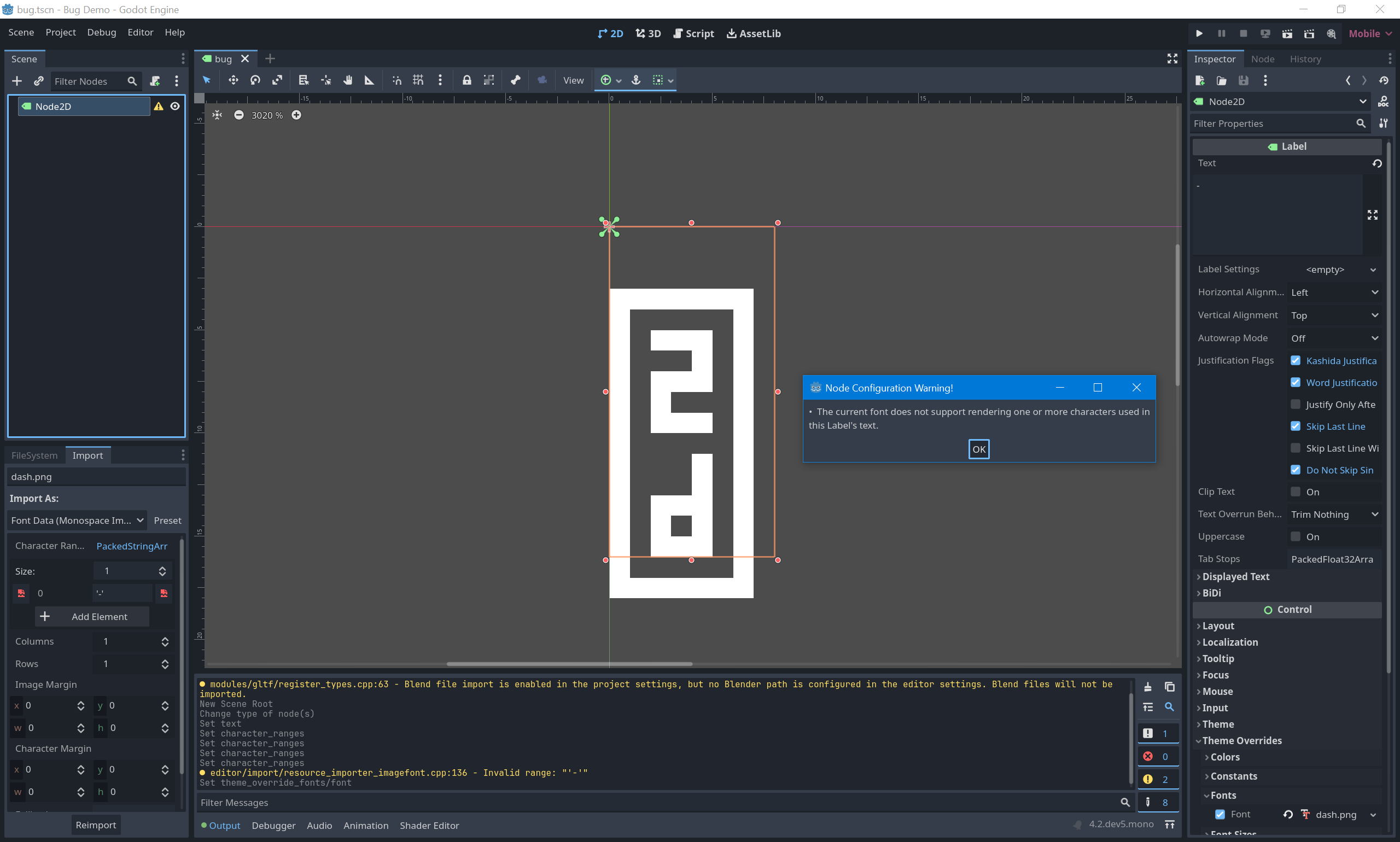 Monospace Image Font does not handle '-' range correctly · Issue #82880 · godotengine/godot · GitHub