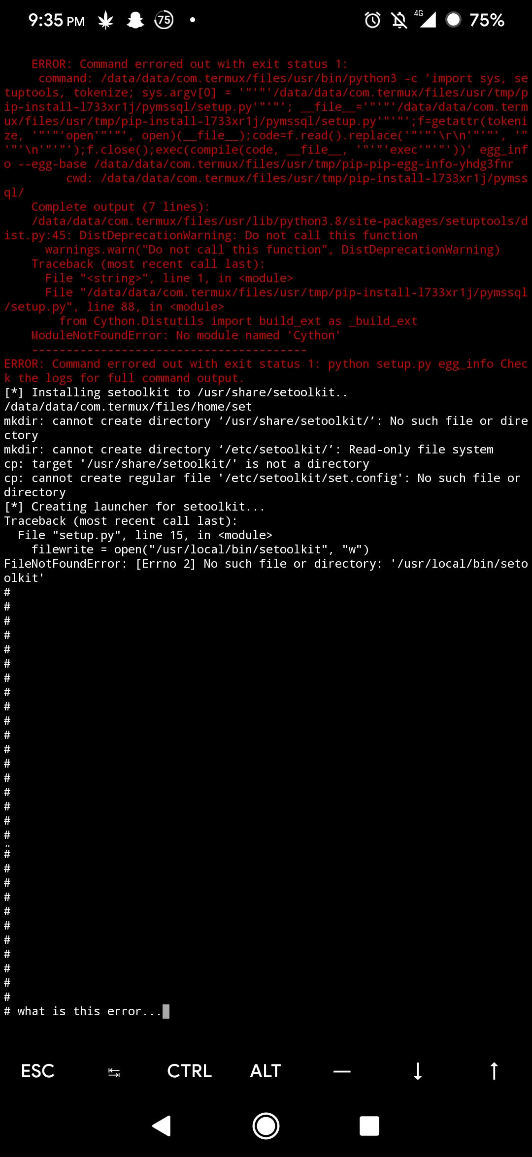 Installation problem in termux!!!!!!!!!!! · Issue #739 · trustedsec/social-engineer-toolkit · GitHub