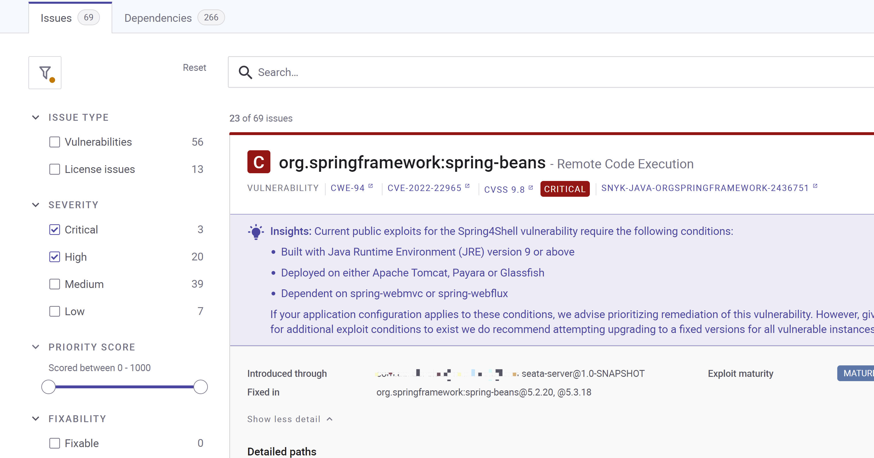 use snyk scan seata server maven dependency package · Issue #4706 ...
