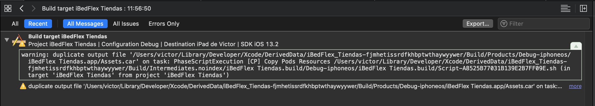 Xcode 11 Build Issue: "~/Library/Developer/Xcode/DerivedData/LIKE-hgpysltcapxaaqbkjnoggrxhteud ...