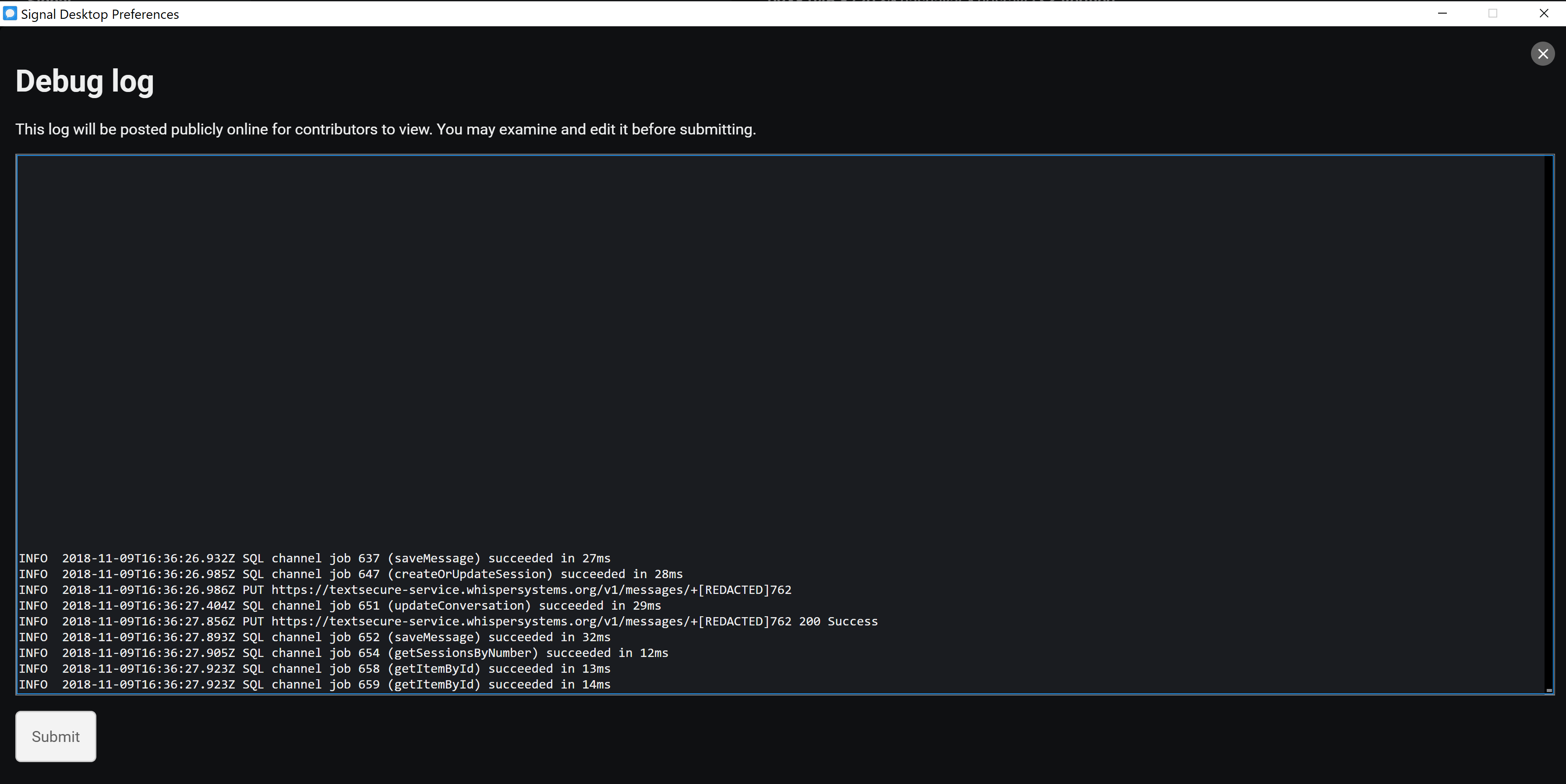 Debug log screen stops responding after paste of large edited debug log ...
