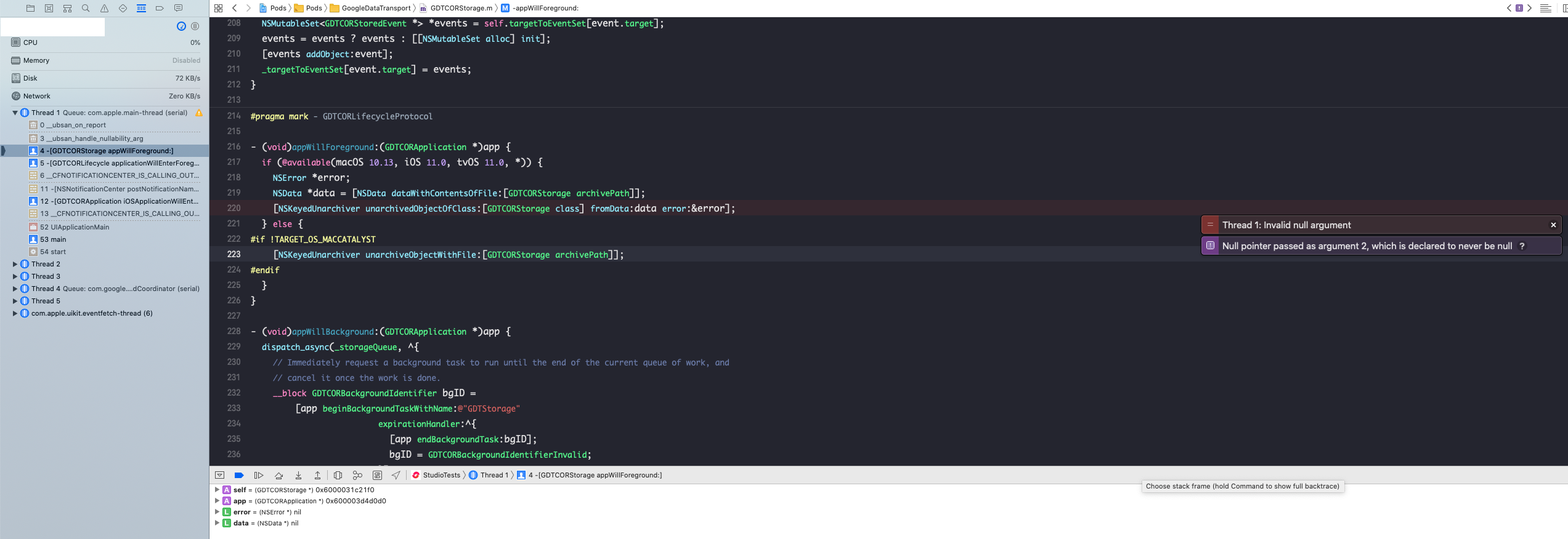 Crash When Calling Appwillforeground In Gdtcorstorage Class · Issue 4044 · Firebasefirebase