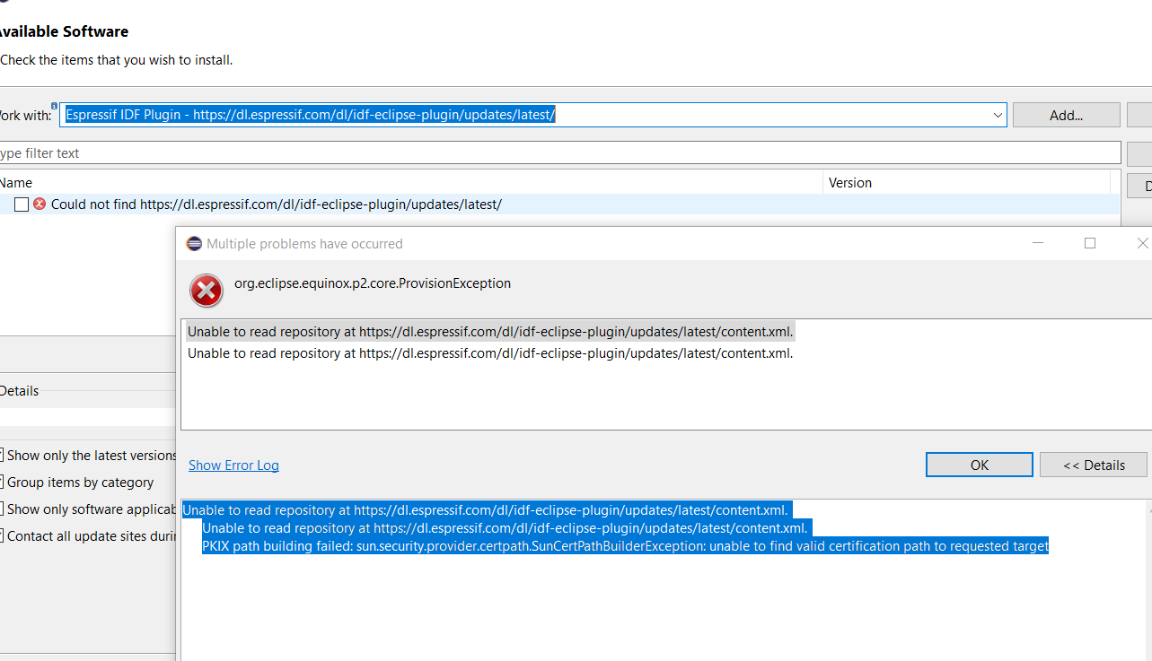 Help > Espressif IDF Tools Manager > Install Tools - Installation running more than 24 Hours ...