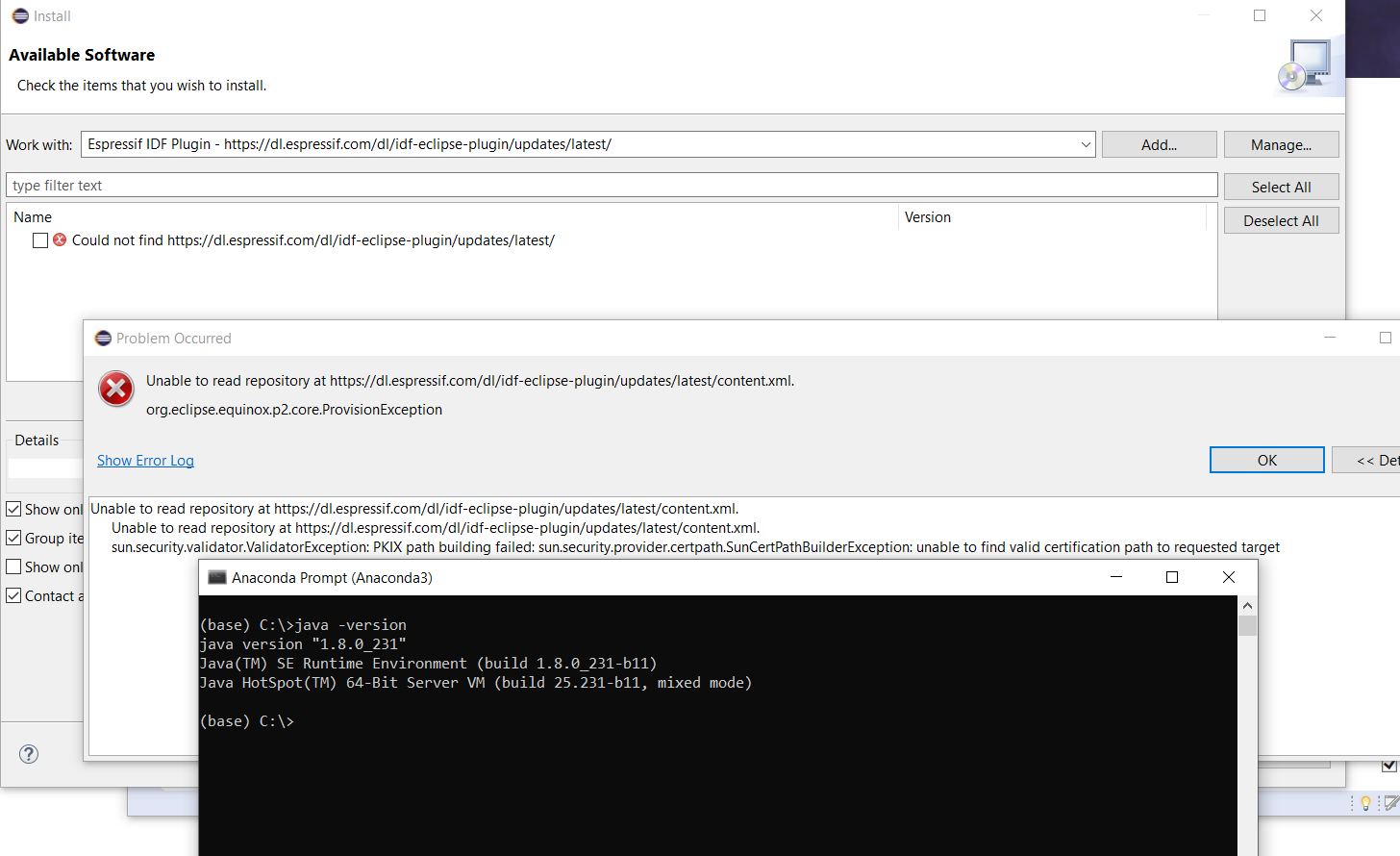 Help > Espressif IDF Tools Manager > Install Tools - Installation ...