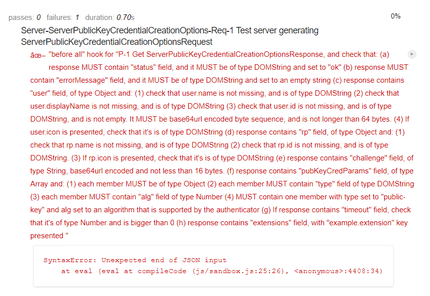 Conformance Tool Server Error · Issue 591 · Fido Alliance Conformance Test Tools Resources · Github