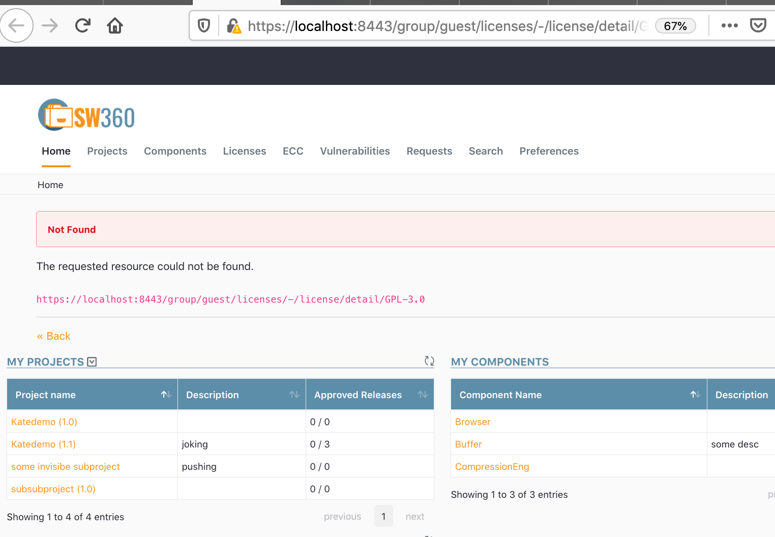 When license name contains a dot (.), can't access certain license page by license name · Issue ...