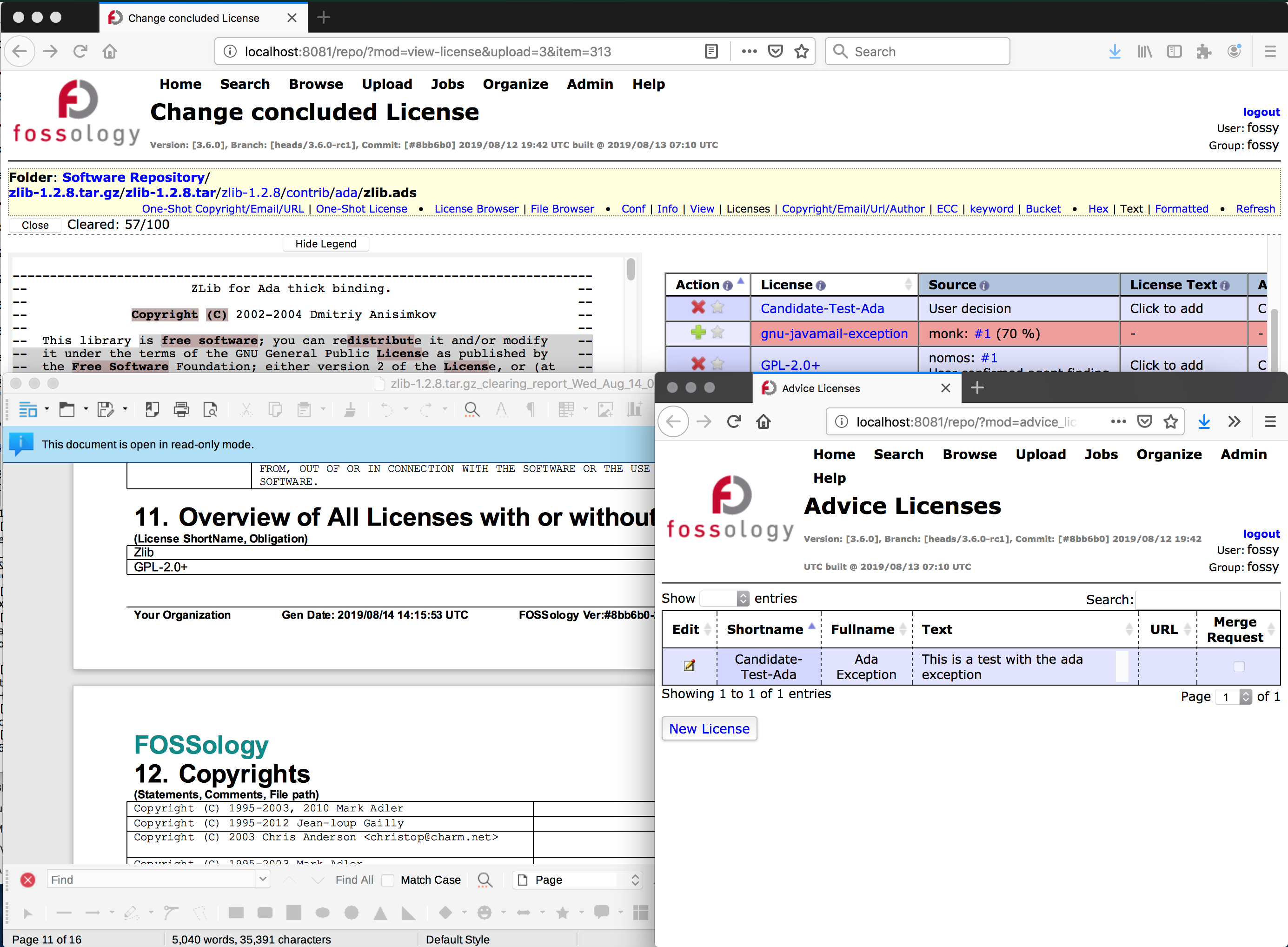 Obligations For Candidate License Not In Report · Issue 1440 · Fossology Fossology · Github