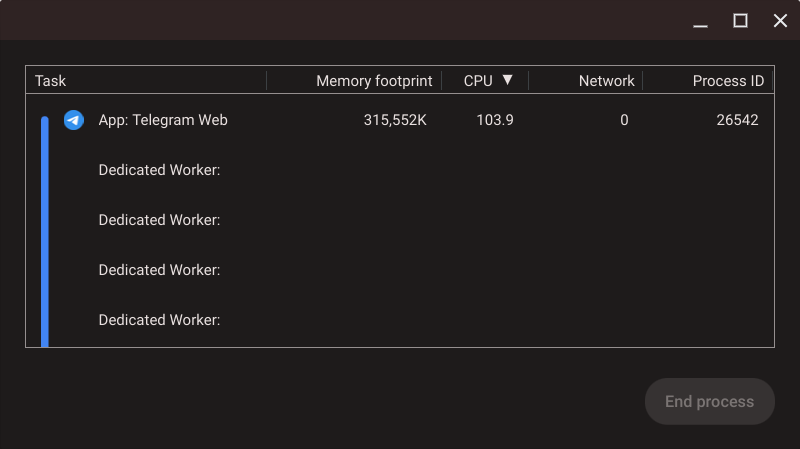 [BUG]High CPU usage in the background on ChromeOS · Issue #252 · morethanwords/tweb · GitHub
