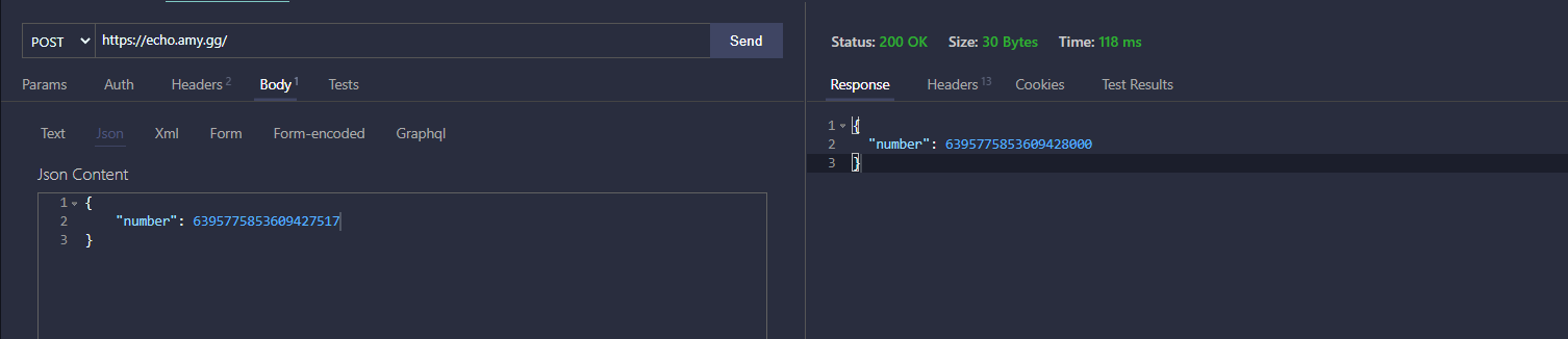 Large numbers are truncated · Issue #88 · thunderclient/thunder-client ...