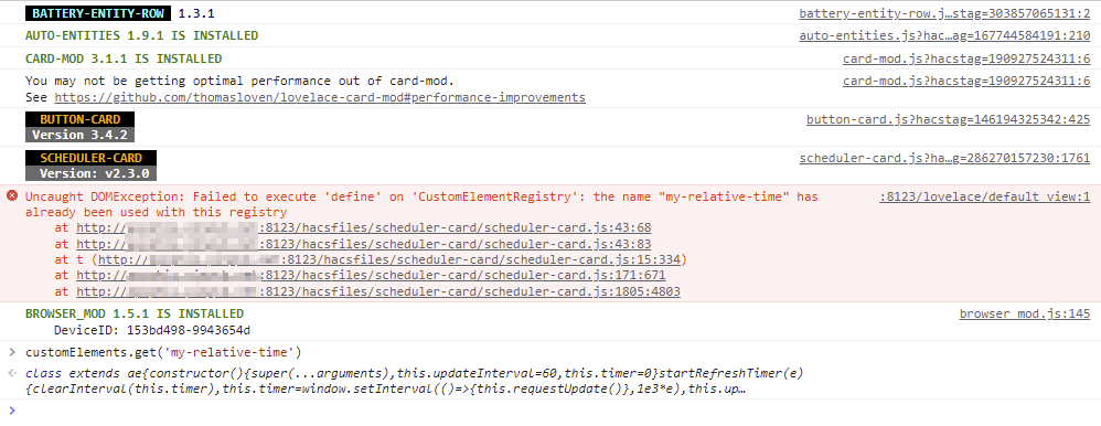 NotSupportedError: CustomElementRegistry.define: 'my-relative-time' has already been defined as ...