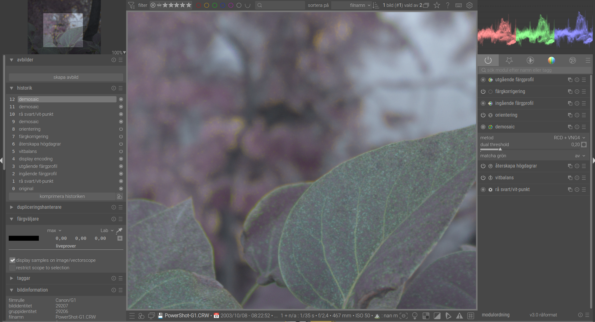 Dual demosaicing fails with old Canon Powershot G1 · Issue #14201 ...