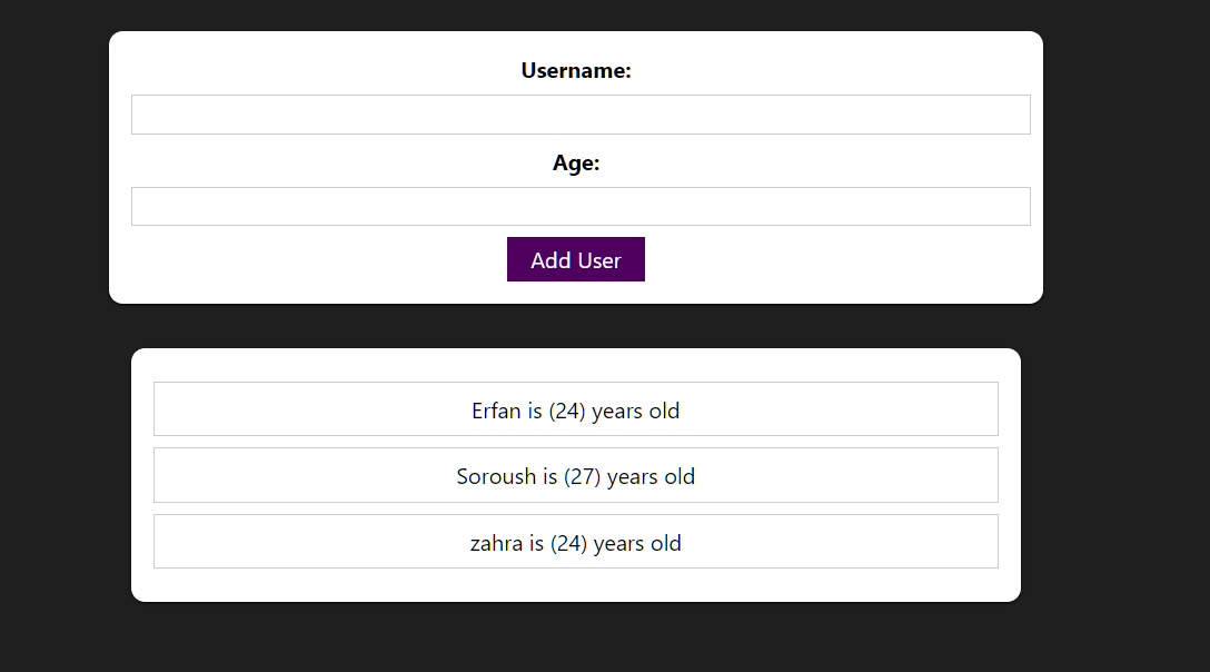 GitHub - erffon/UsersList-ReactApp: a simple react.js app that collects and lists users name and age