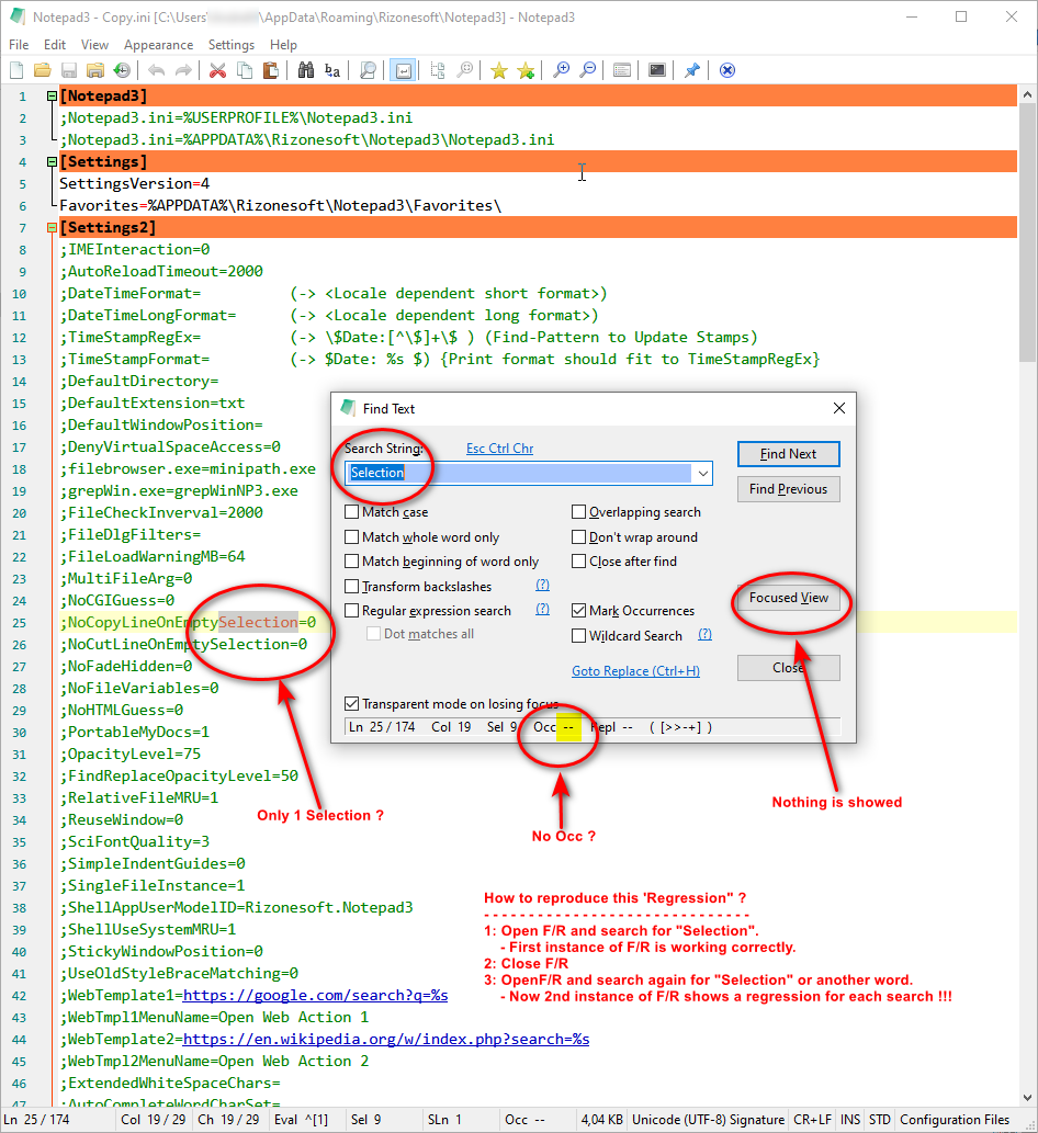 In F/R dialog, number of Occurrences and Focused View show nothing · Issue #3265 · rizonesoft ...