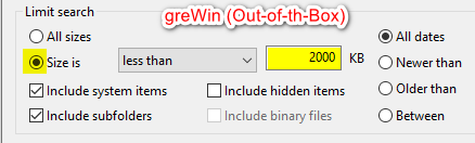 "grepWinNP3" modifies the "Size" parameter after opening the "Settings ...