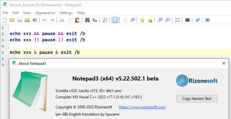 windows bat script echo command hightlight problem · Issue #4068 · rizonesoft/Notepad3 · GitHub