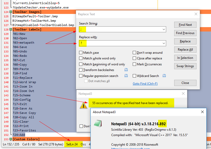 Replace Text Not respecting the selection ? · Issue #365 · rizonesoft/Notepad3 · GitHub